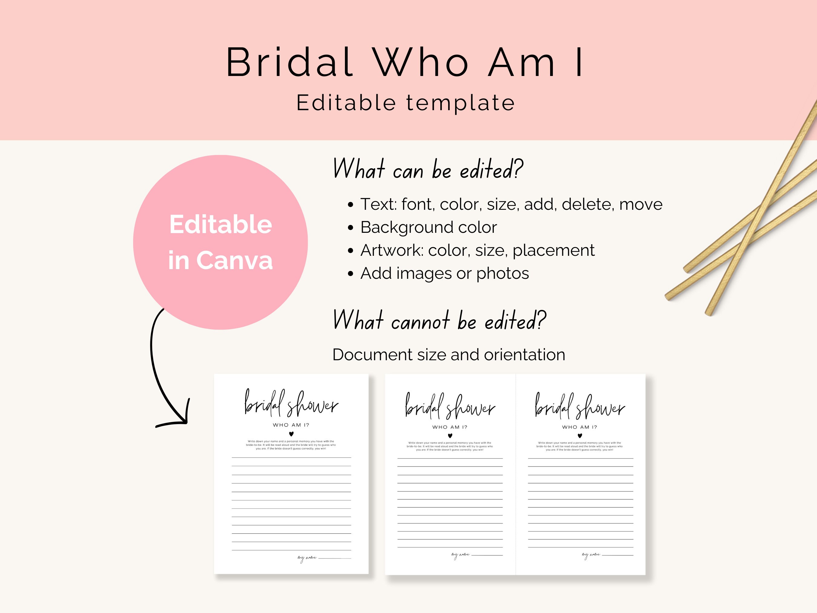 Who Am I Bridal Shower Game, Share a Memory Template, Memory Game ...
