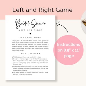 Left Right Game, Right Left Bridal Shower Game, Pass the Prize Bridal ...