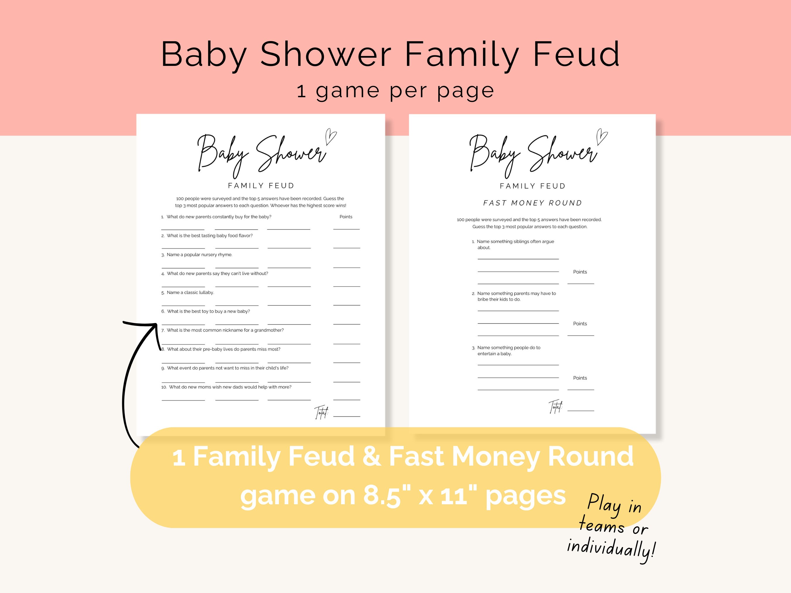 Family Feud Baby Shower Game, Baby Sprinkle Family Feud, Friendly Feud ...