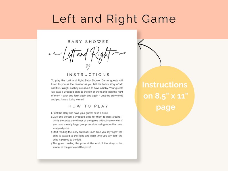 Left Right Baby Shower Game, Right Left Game, Pass the Parcel Game ...