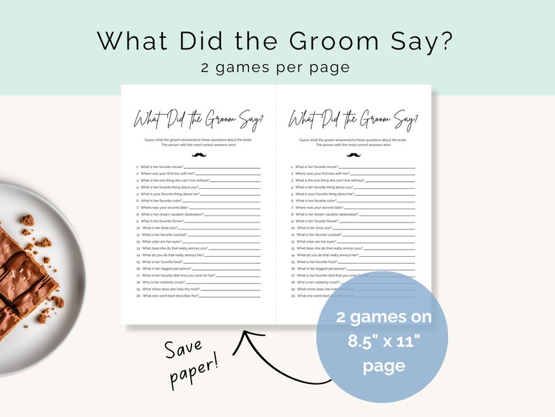 What Did the Groom Say, 20 Questions for Groom, Ask the Groom Game ...