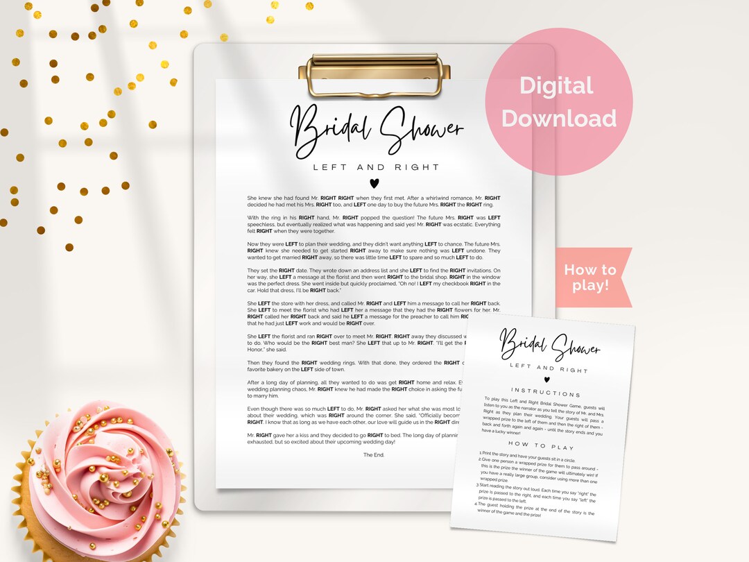 Left Right Game, Right Left Bridal Shower Game, Pass the Prize Bridal ...