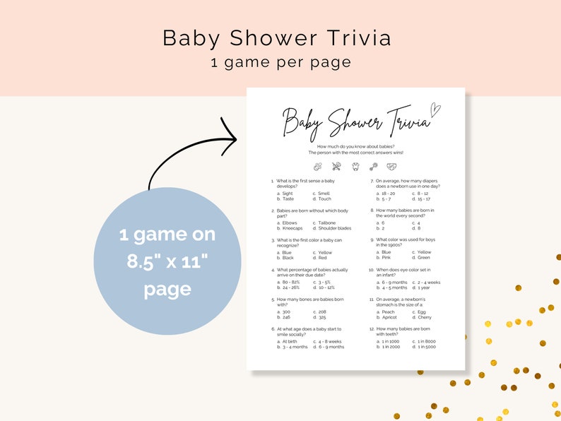 Baby Trivia Baby Shower Game, Minimalist Baby Trivia Download for ...