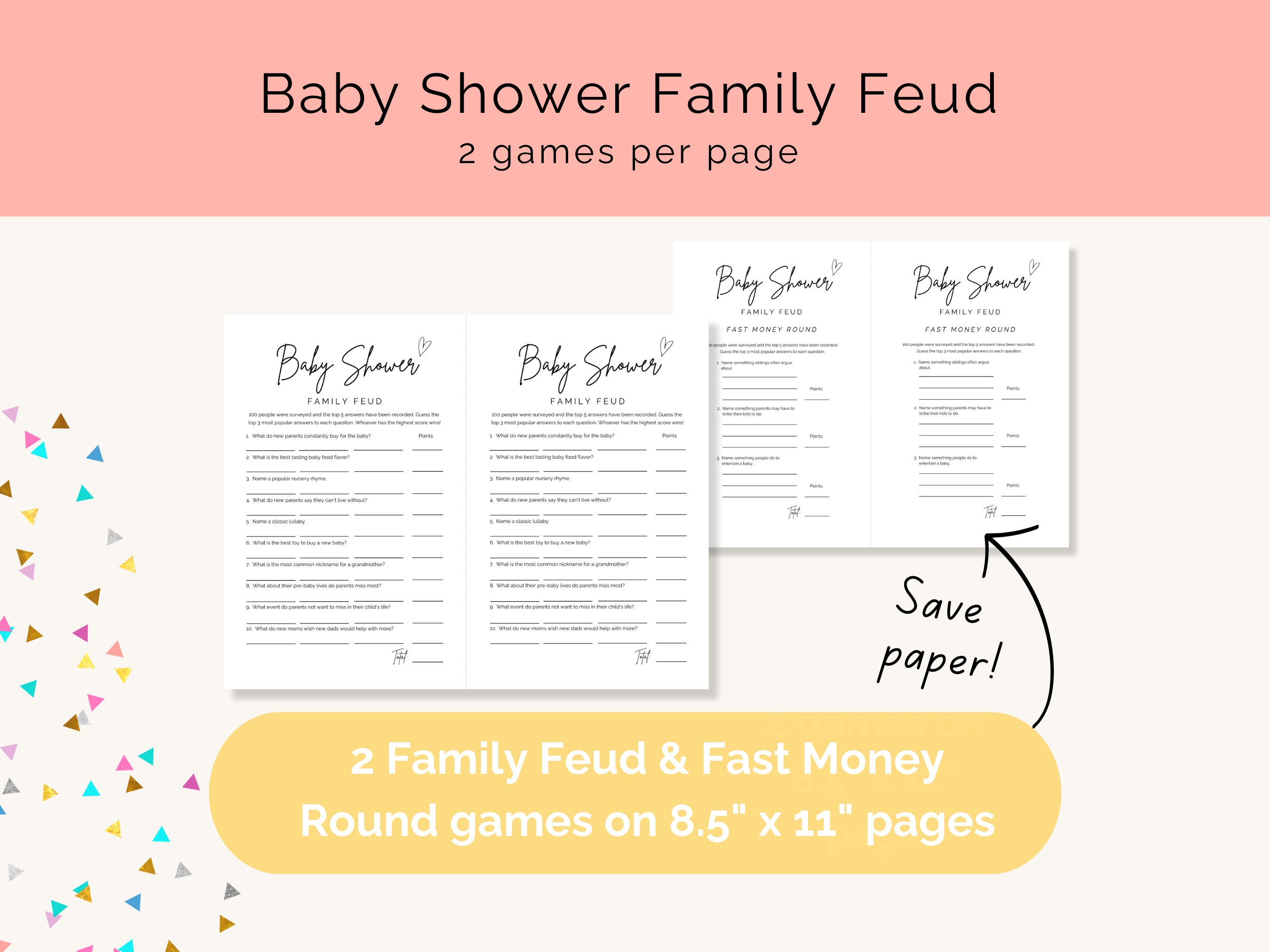 Family Feud Baby Shower Game, Baby Sprinkle Family Feud, Friendly Feud ...