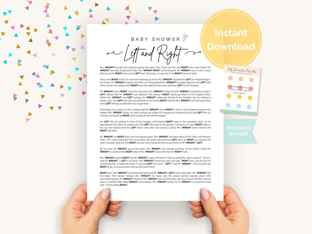 Left Right Game Baby Shower, Left Right Story, Pass the Present Game ...