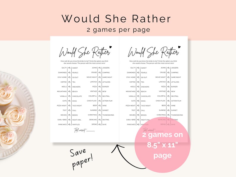 Would She Rather Bridal Game, How Well Do You Know the Bride, Would the ...