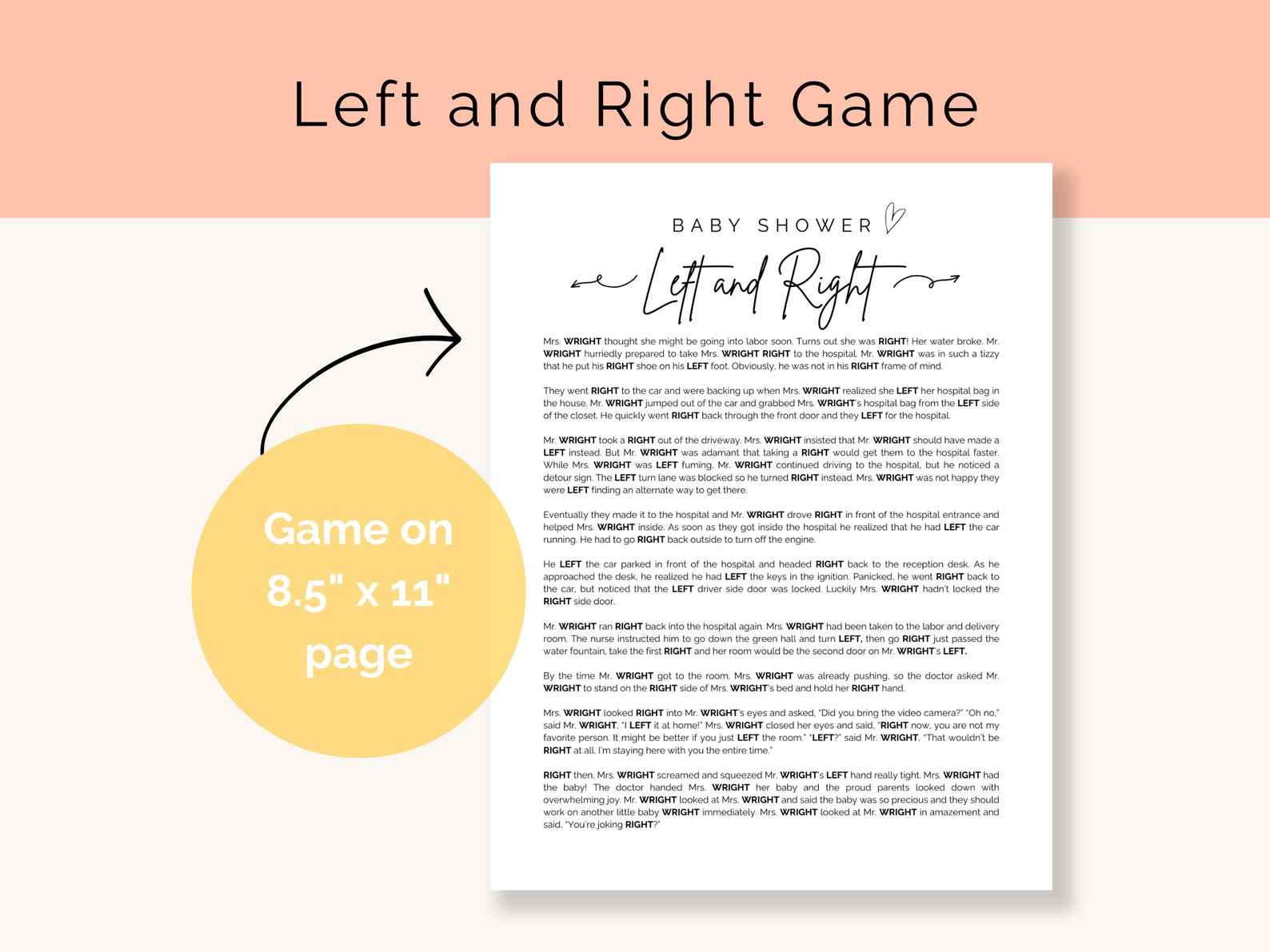 Left Right Baby Shower Game, Right Left Game, Pass the Parcel Game ...