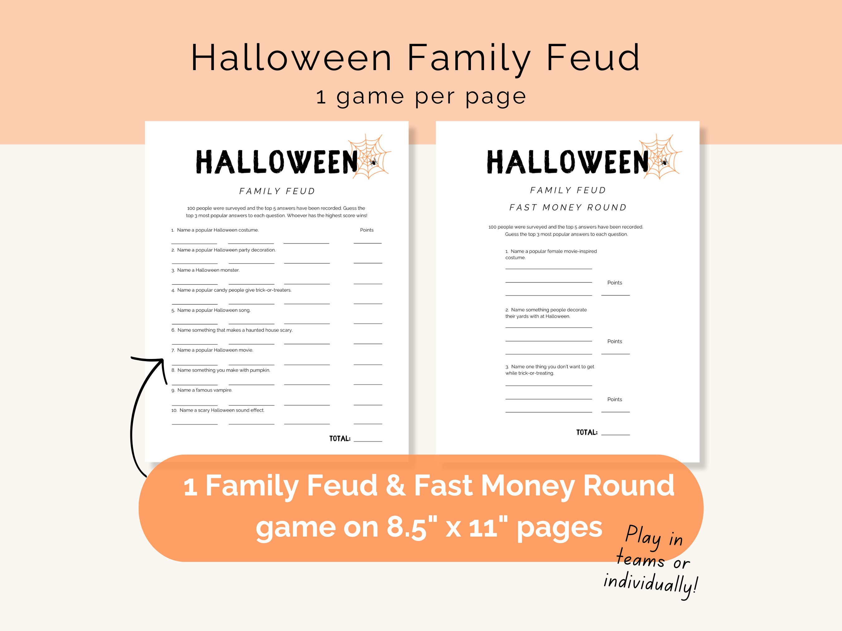 Halloween Family Feud With Fast Money Round, Halloween Party Game ...