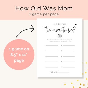 How Old Was the Mom to Be, Guess the Age Baby Shower Game, Guess How ...