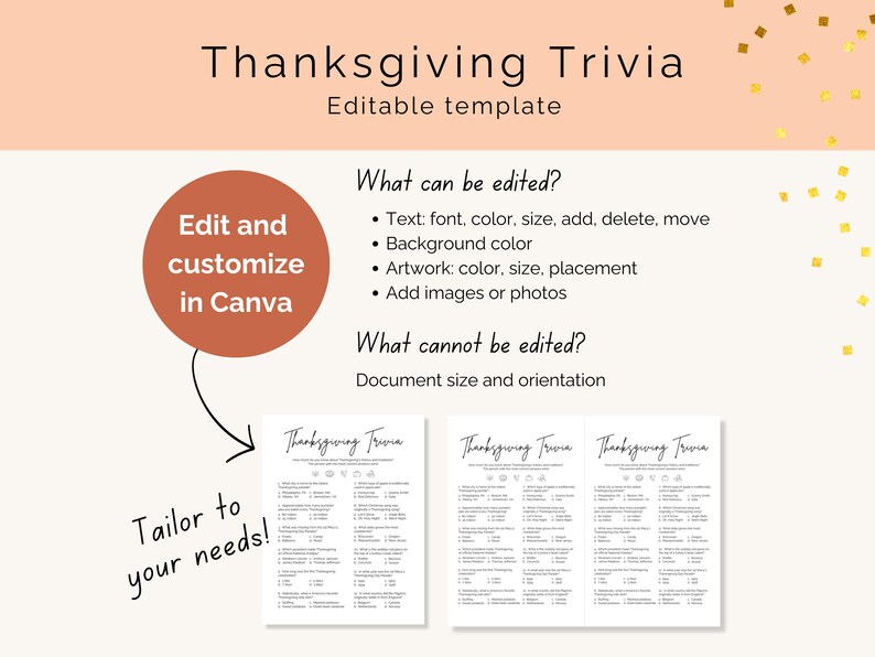 Thanksgiving Trivia, Printable Thanksgiving Game for Friendsgiving ...