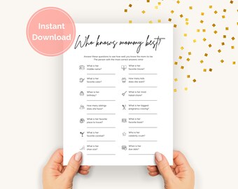 Who Knows Mommy Best Baby Shower Game Template Editable How Well Do You ...