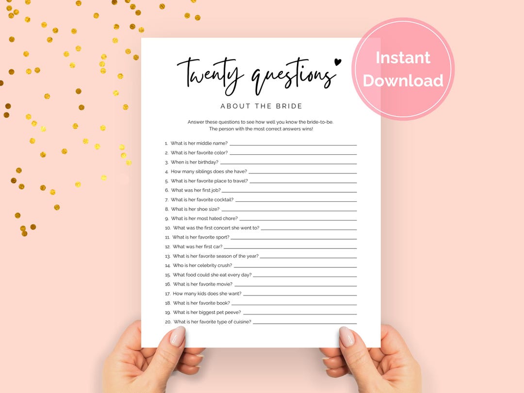 20 Questions About the Bride, How Well Do You Know the Bride, Who Know ...