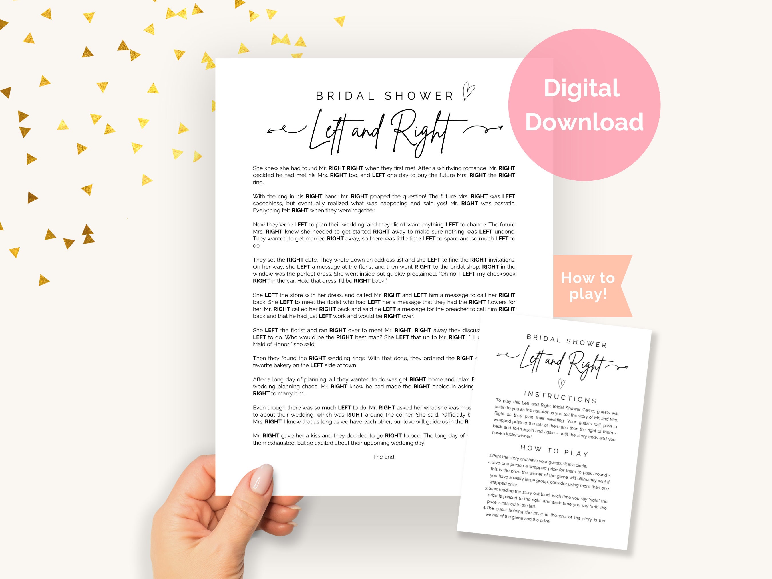 Left Right Game Bridal Shower, Left Right Story, Pass the Gift Game ...