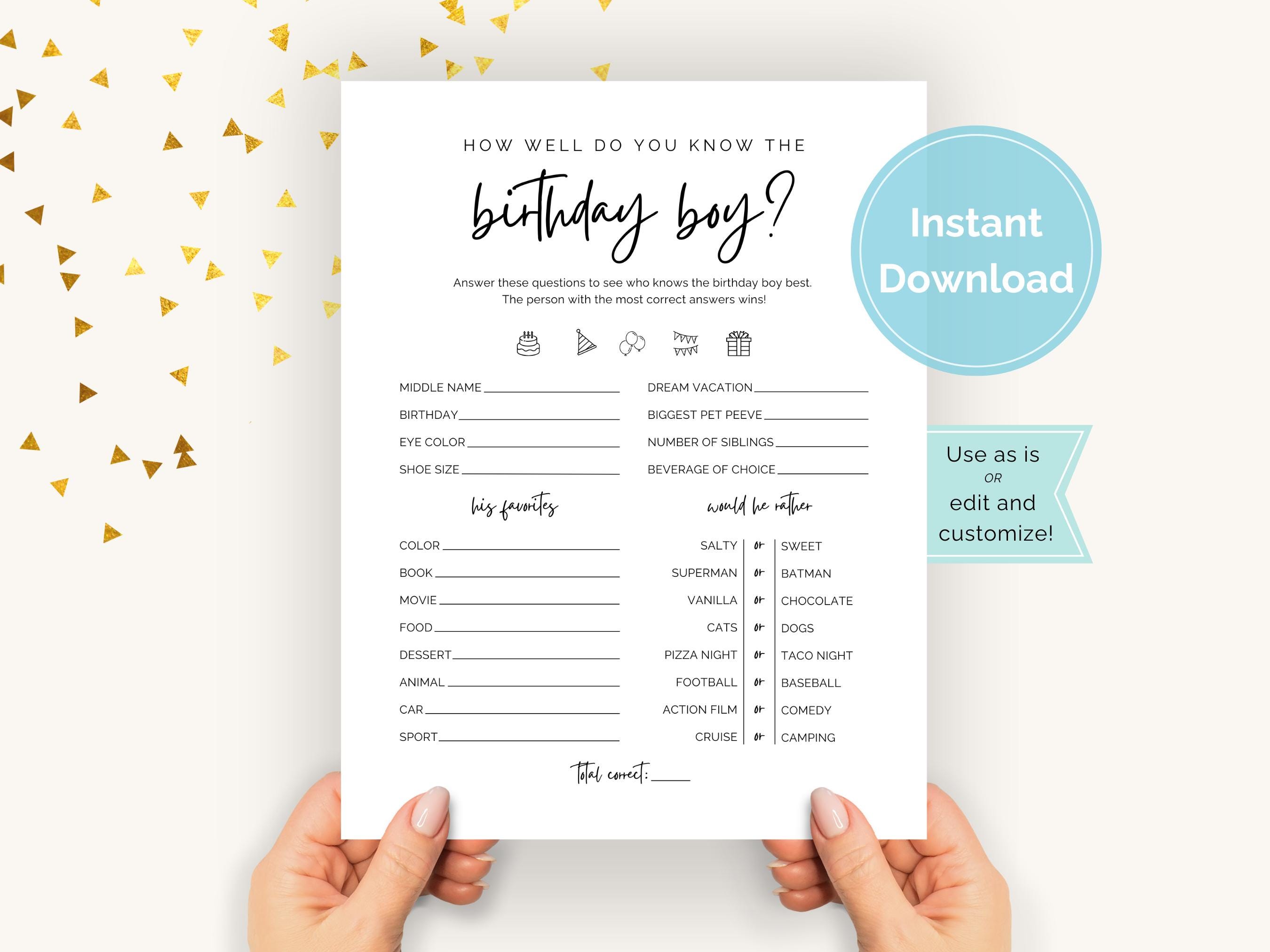 How Well Do You Know the Birthday Boy, Who Knows the Birthday Boy ...