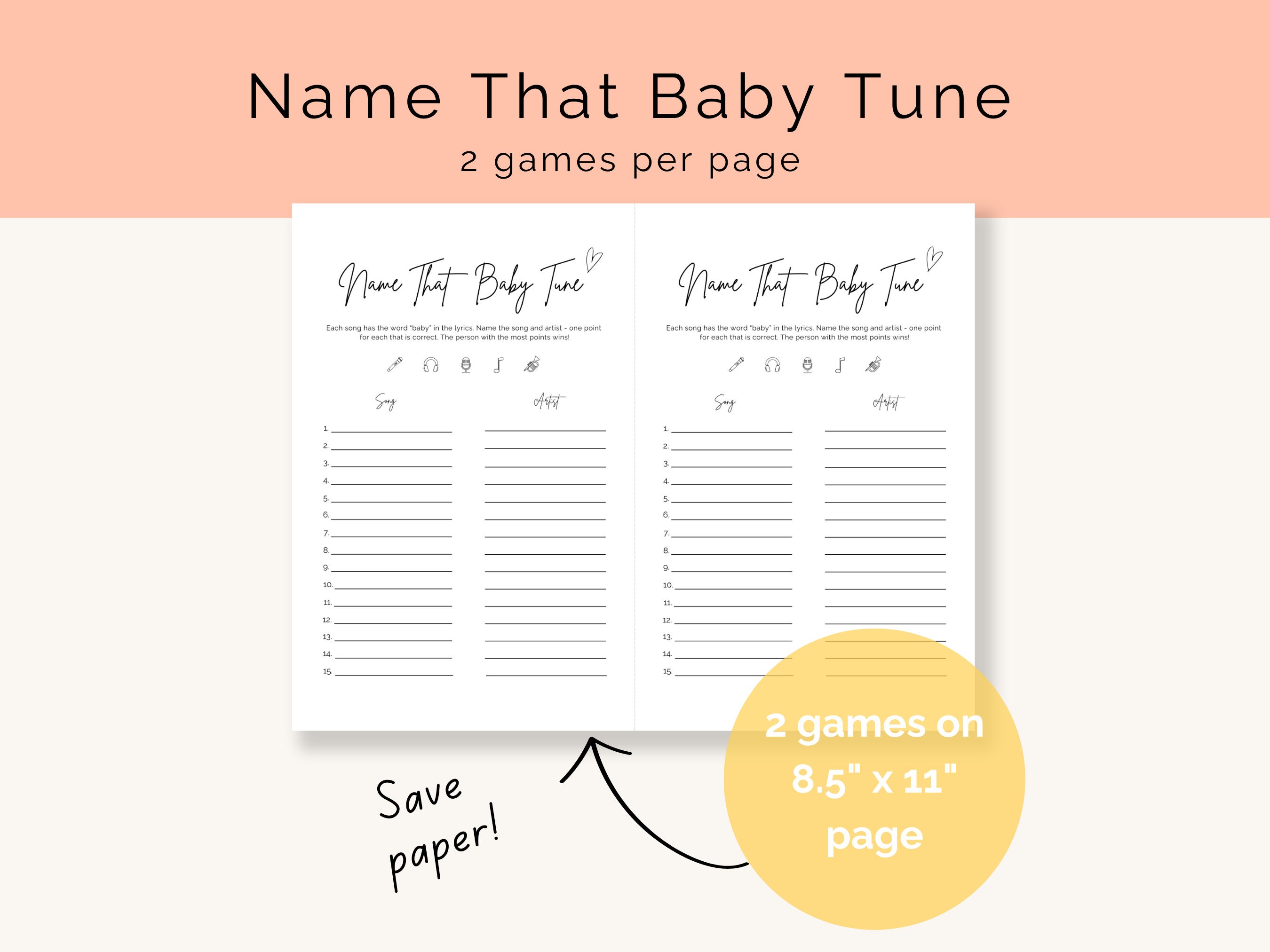 Baby Shower Name That Tune, Downloadable Baby Shower Game, Gender ...