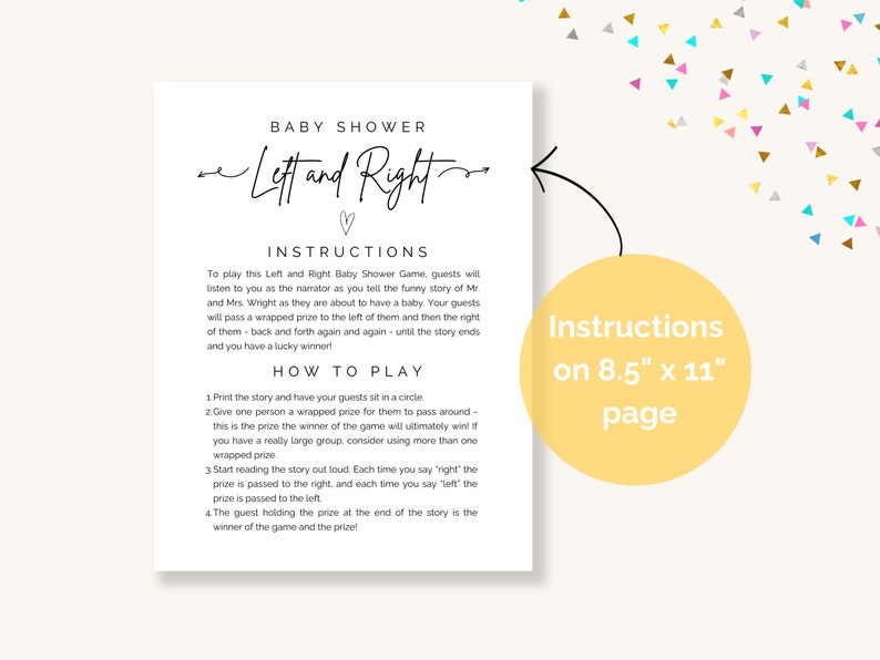 Left Right Game Baby Shower, Left Right Story, Pass the Present Game ...