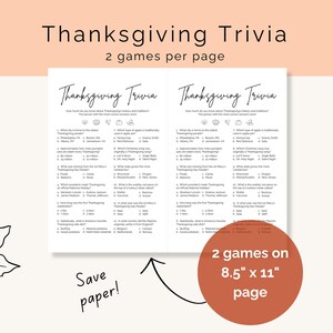Thanksgiving Trivia, Printable Thanksgiving Game for Friendsgiving ...