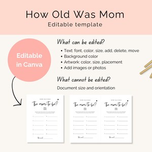 How Old Was the Mom to Be, Guess the Age Baby Shower Game, Guess How ...