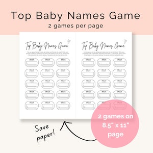Baby Shower Name Game, Top Baby Names Game, Baby Name Game Printable ...
