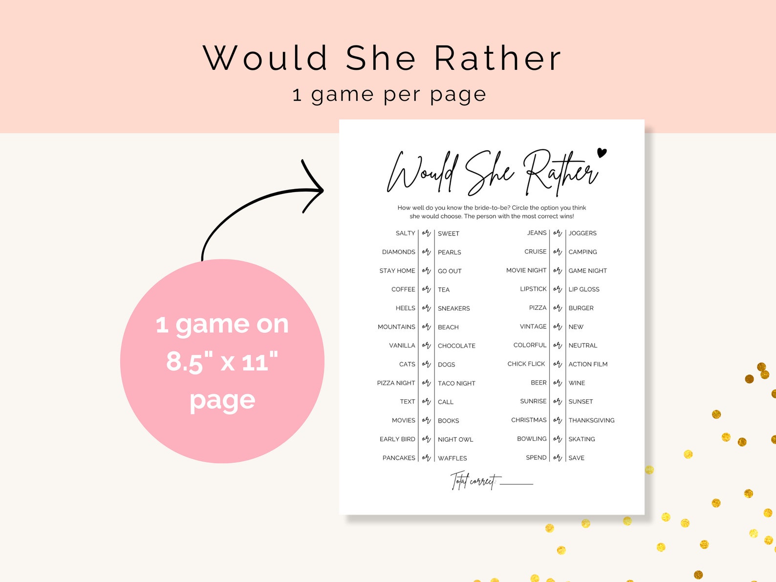 Would She Rather Bridal Game, How Well Do You Know the Bride, Would the ...