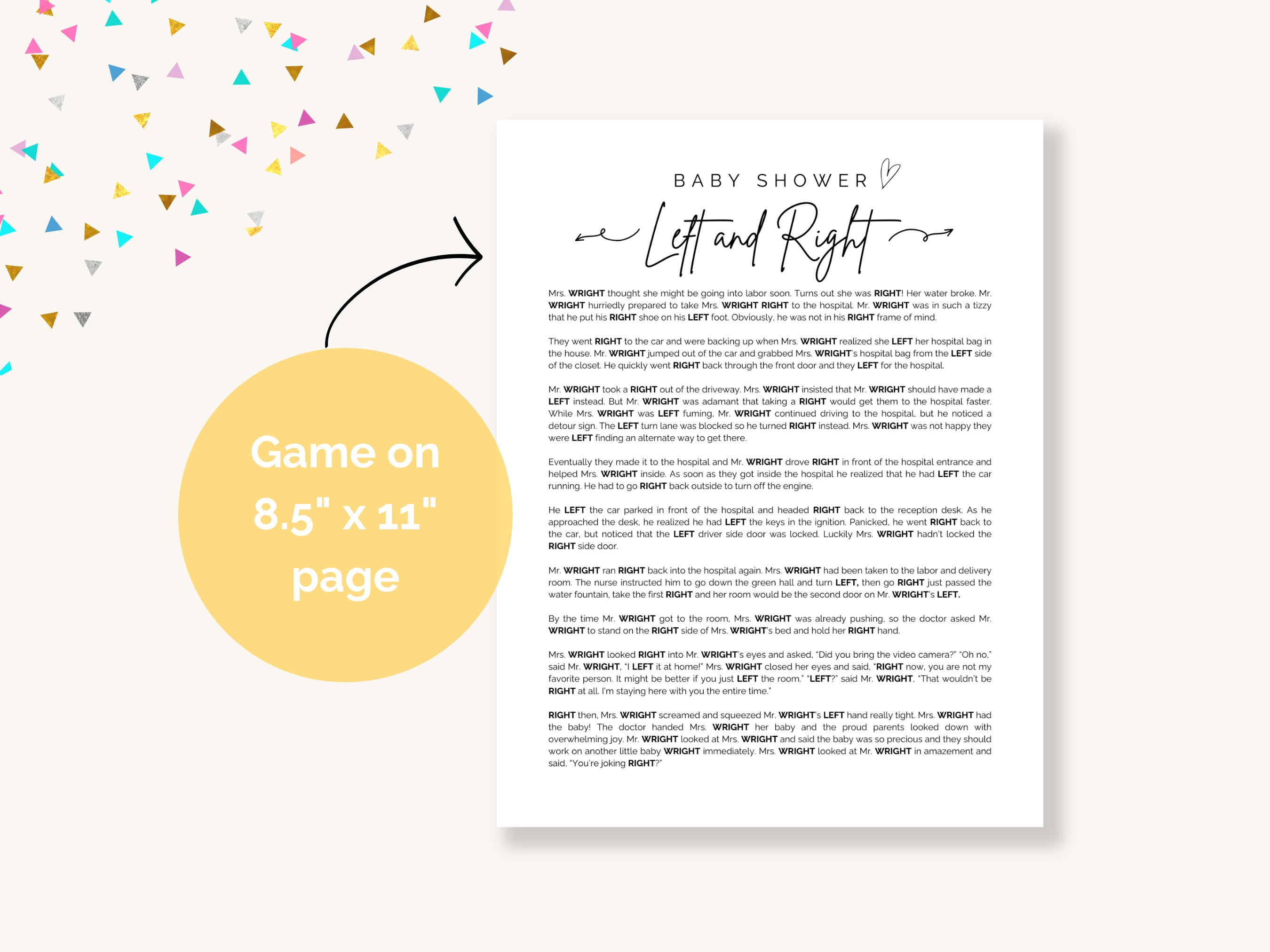 Left Right Game Baby Shower, Left Right Story, Pass the Present Game ...