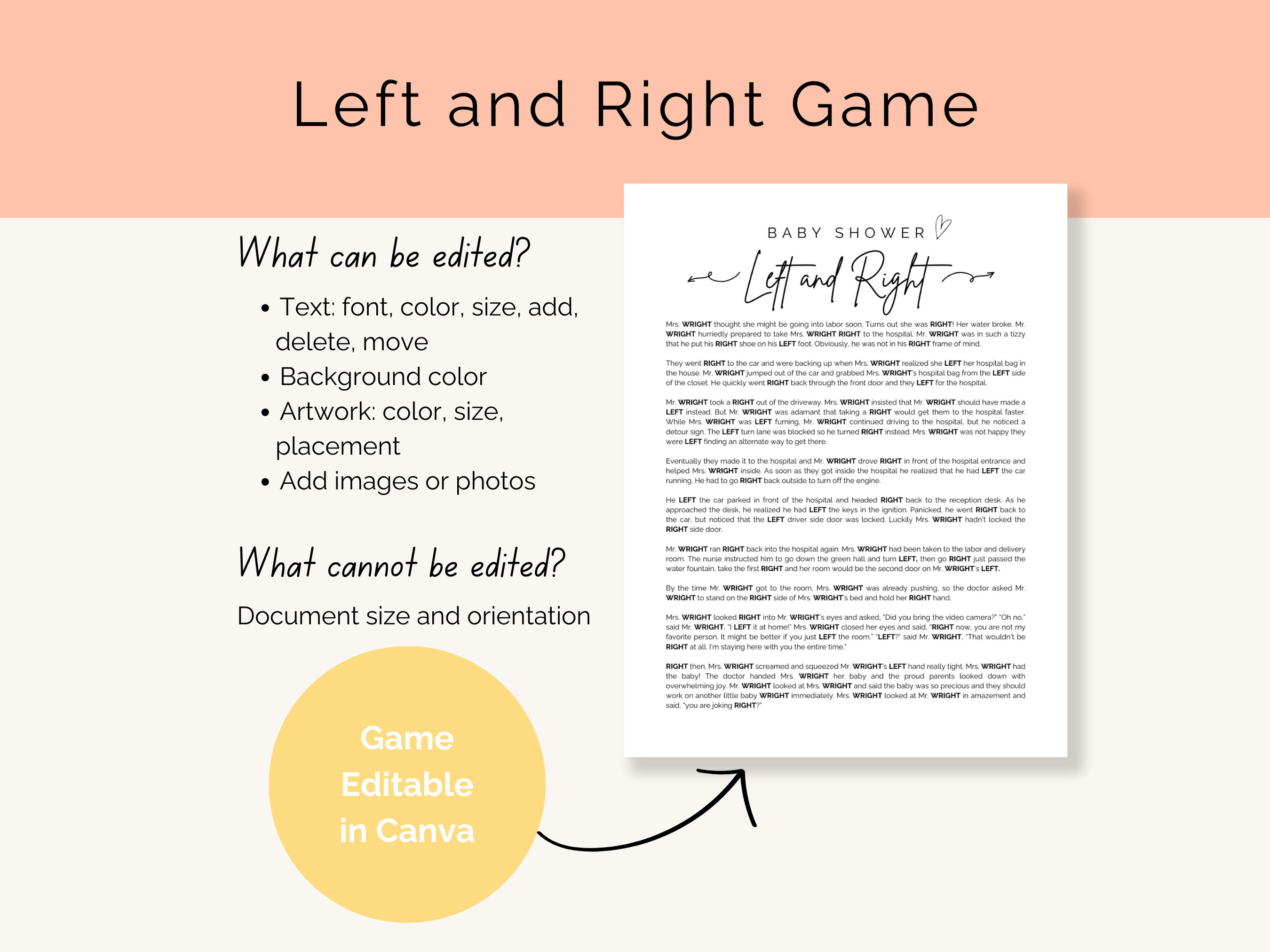 Left Right Baby Shower Game, Right Left Game, Pass the Parcel Game ...