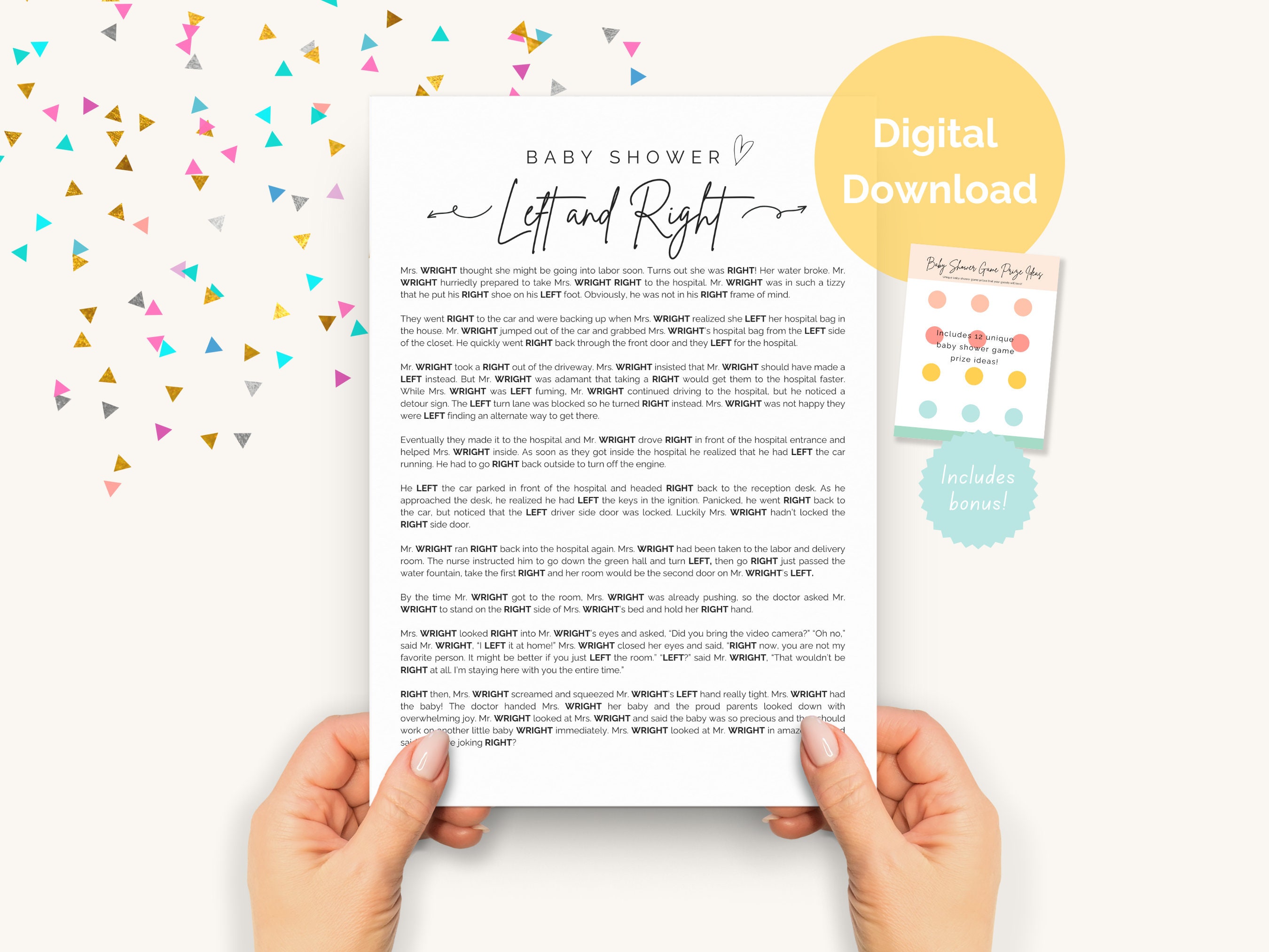 Left Right Game Baby Shower, Left Right Story, Pass the Present Game ...