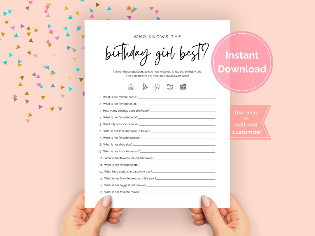 Who Knows Birthday Girl Best, Do You Know the Birthday Girl Printable ...