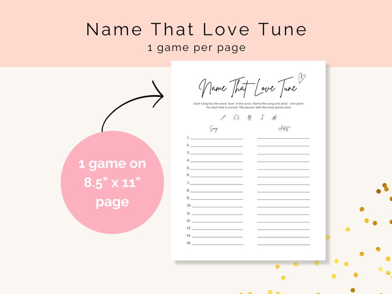 Name That Love Song, Name That Song Game Editable Template, Love Song ...