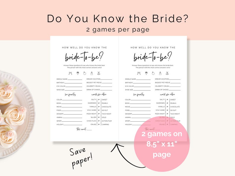 How Well Do You Know the Bride, Who Knows the Bride Best Printable ...