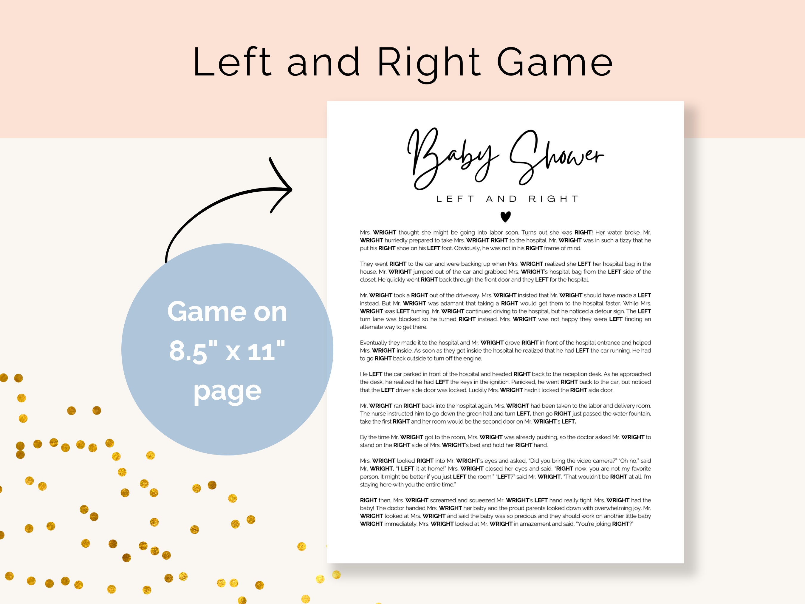 Left Right Baby Shower Game, Left Right Story, Co Ed Baby Shower Game ...