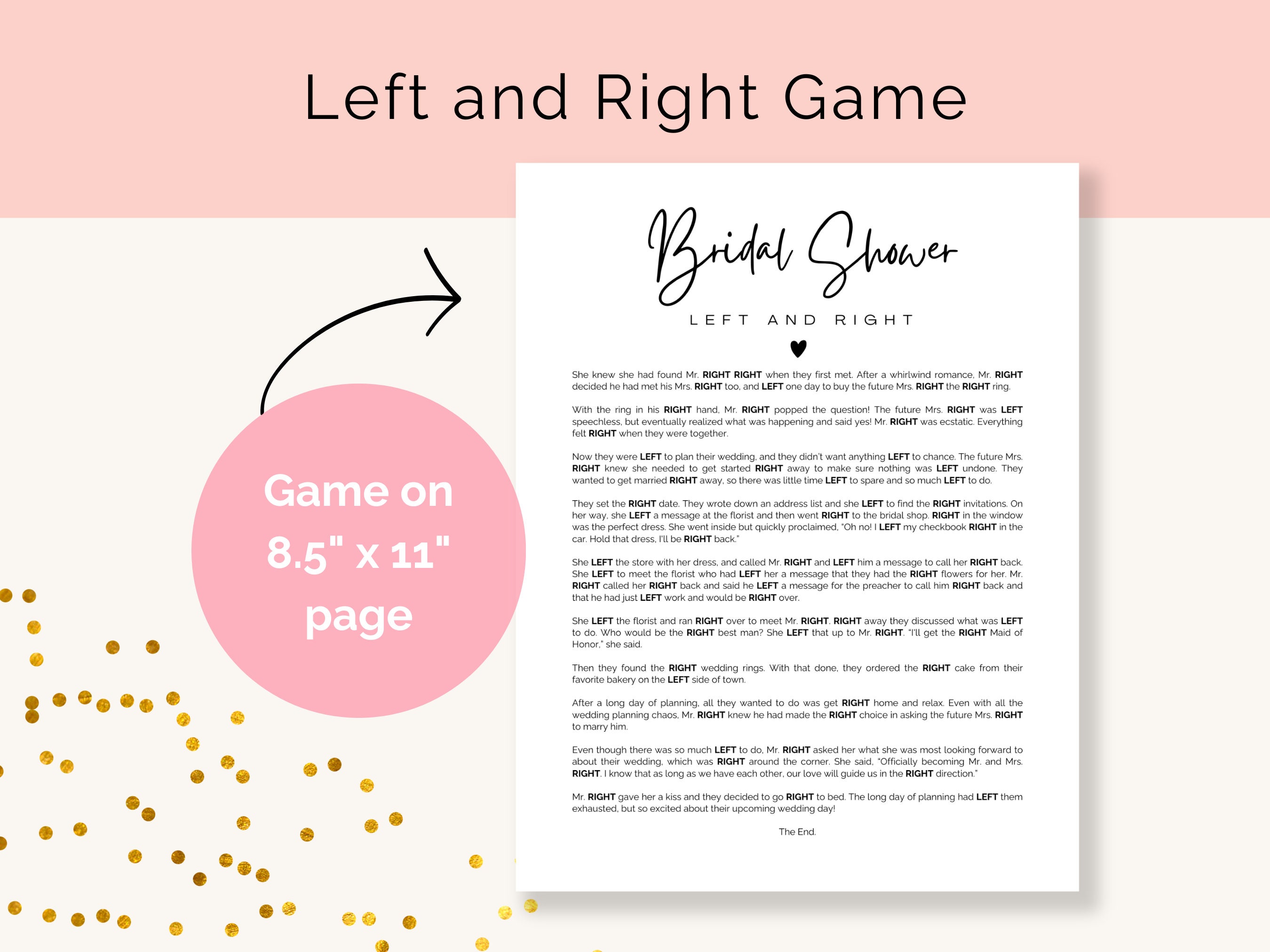 Left Right Game, Right Left Bridal Shower Game, Pass the Prize Bridal ...