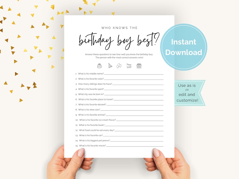 Who Knows the Birthday Boy, How Well Do You Know Birthday Guy Game ...