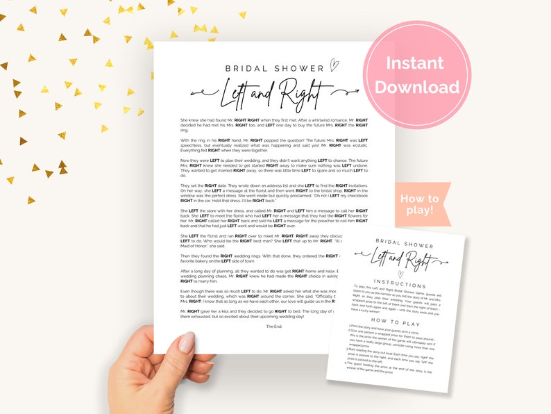 Left Right Game Bridal Shower, Left Right Story, Pass the Gift Game ...