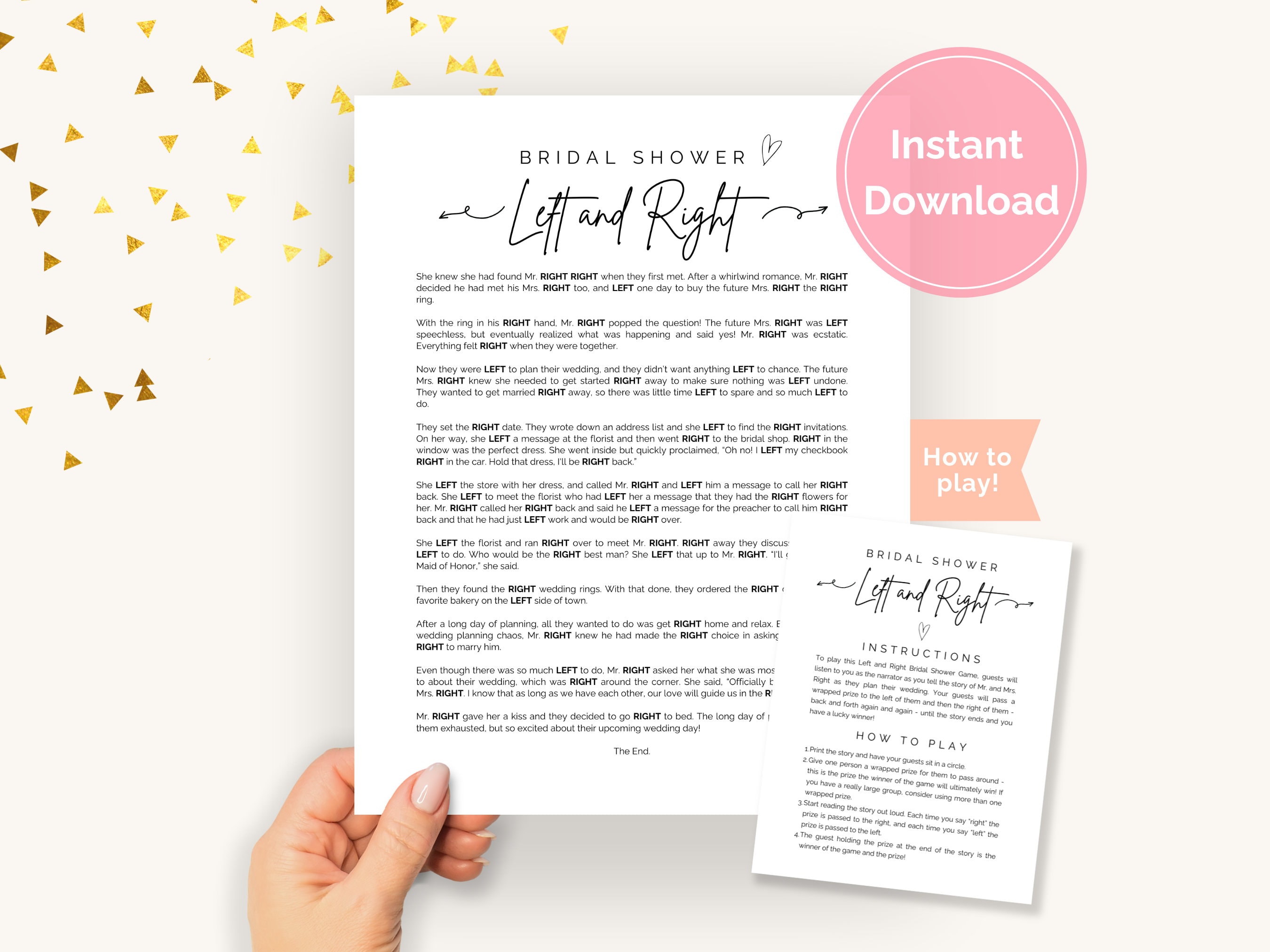 Left Right Game Bridal Shower, Left Right Story, Pass the Gift Game ...