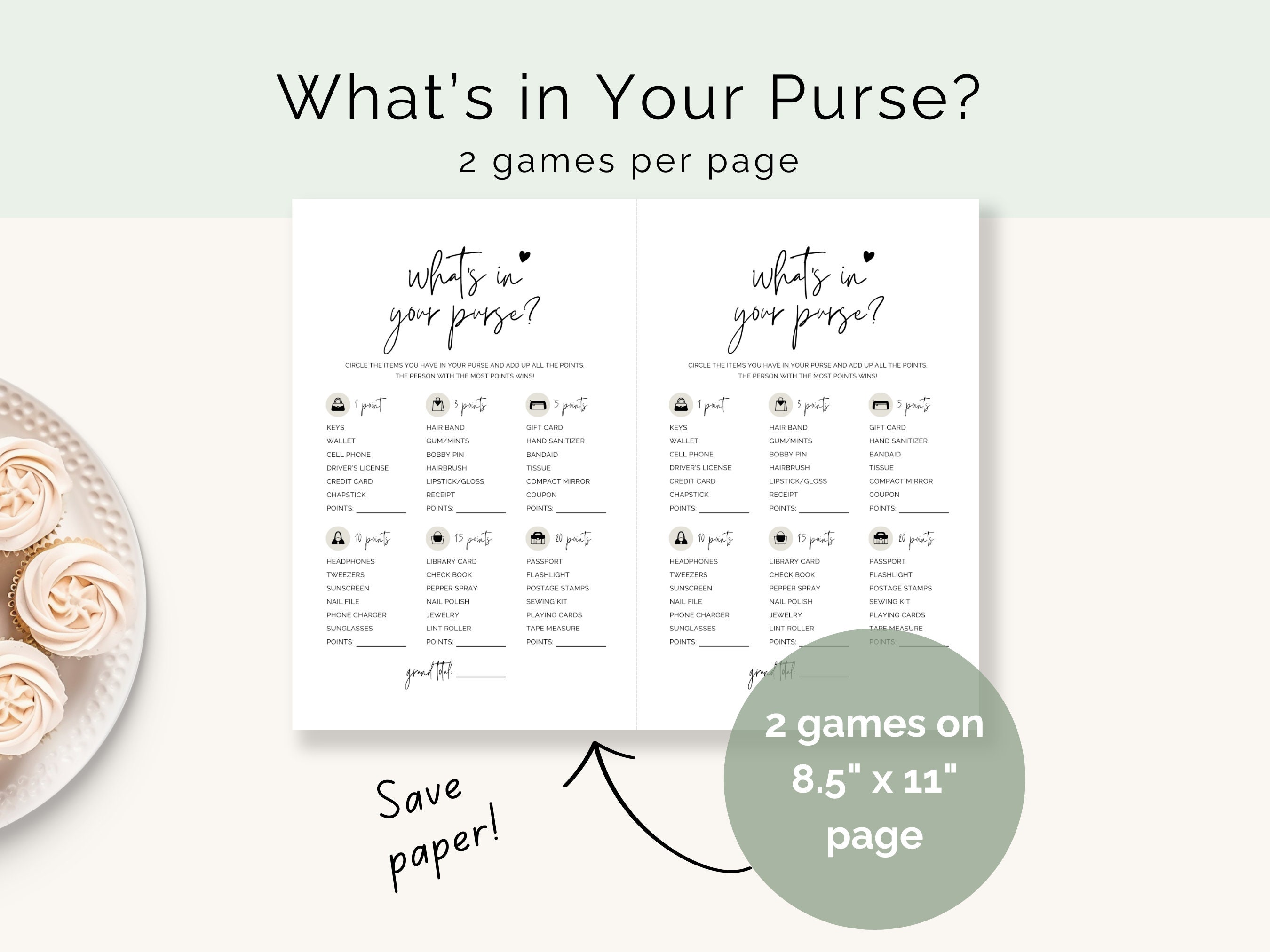 What’s in Your Purse Game, Bridal Shower Purse Game, Minimalist Bridal ...