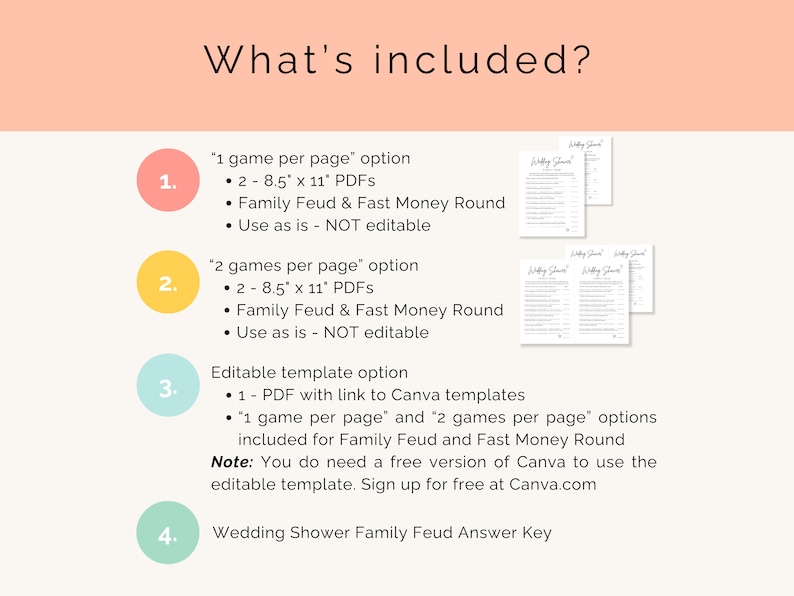 Fast Money Family Feud, Friendly Feud Game, Coed Wedding Shower Game ...