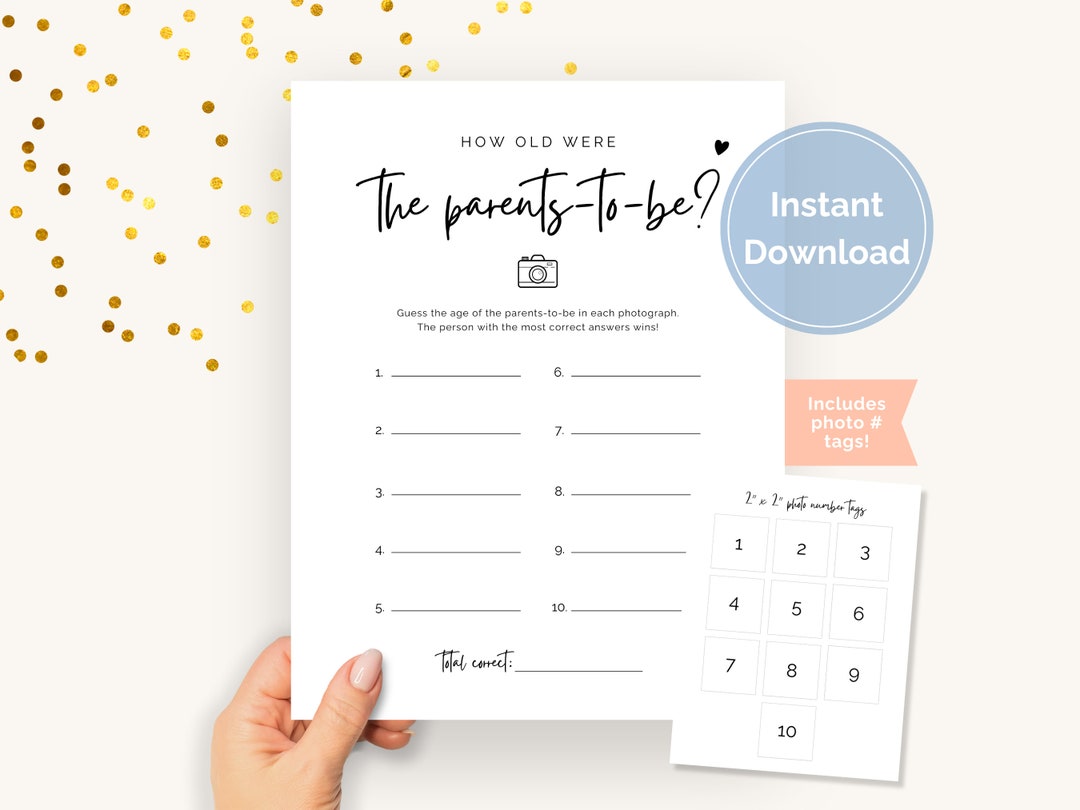 How Old Were the Parents to Be, Guess the Age Baby Shower Game, How Old ...