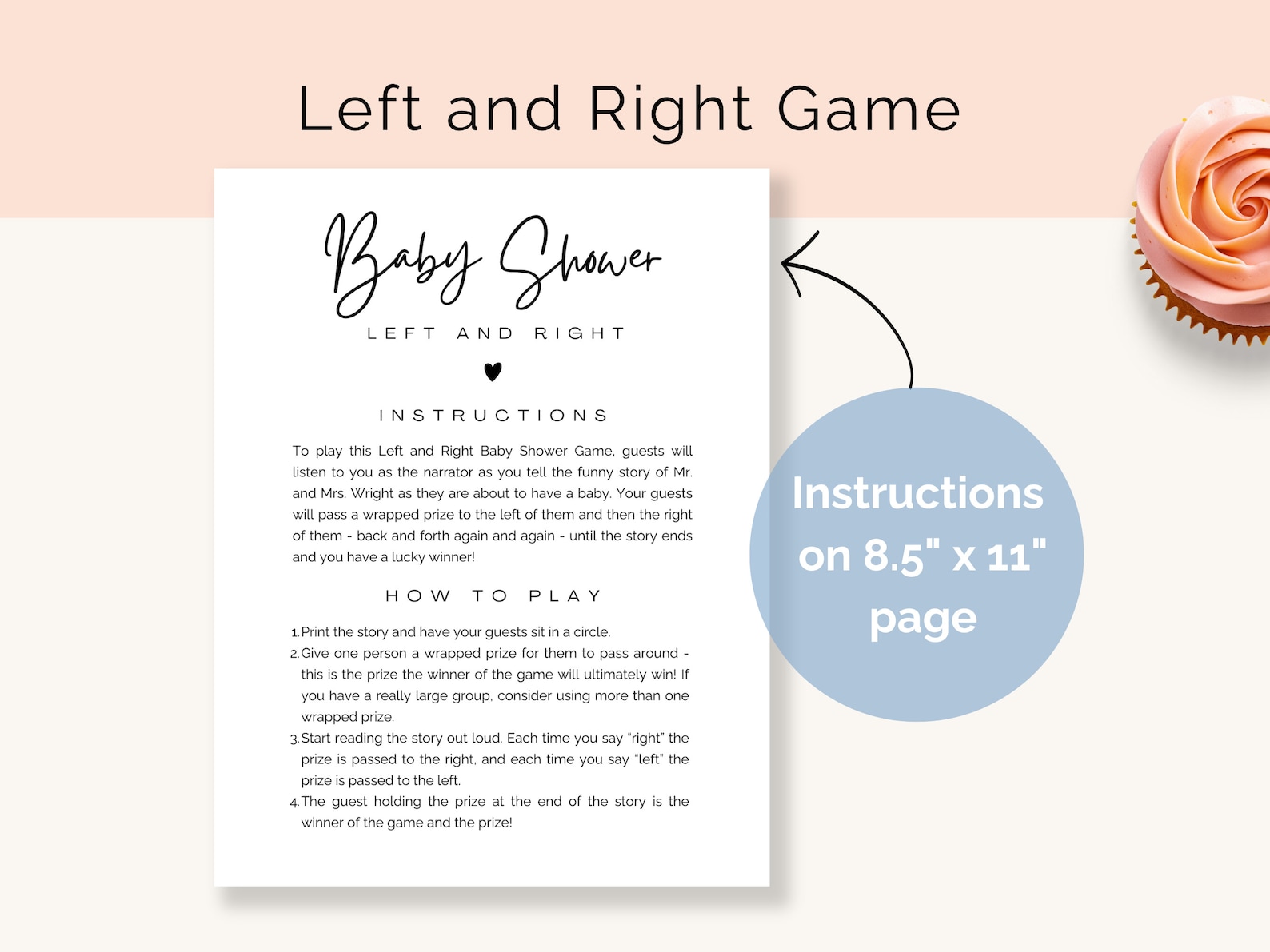 Left Right Baby Shower Game, Left Right Story, Co Ed Baby Shower Game ...