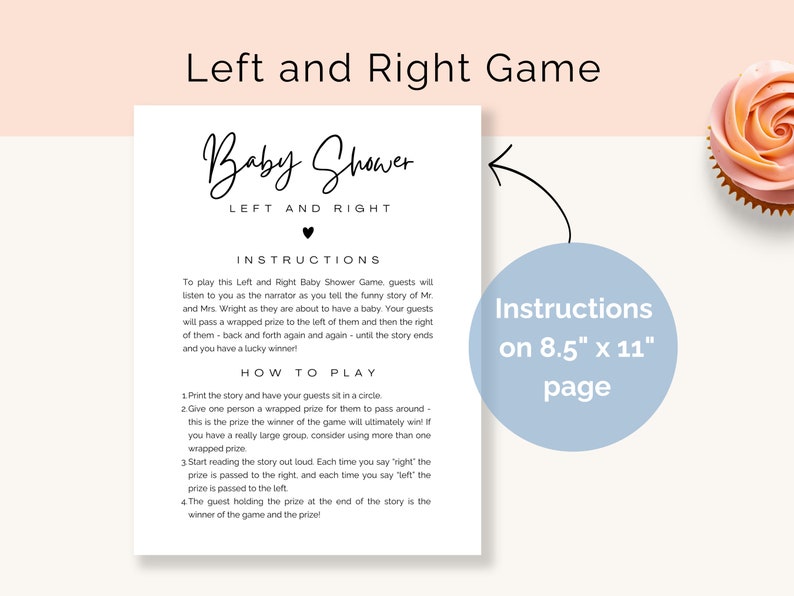 Left Right Baby Shower Game, Left Right Story, Co Ed Baby Shower Game ...