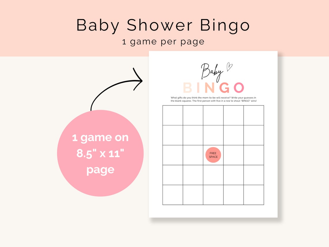 Baby Bingo Blank Shower Game, Editable Bingo Cards, Pink Bingo Boards ...