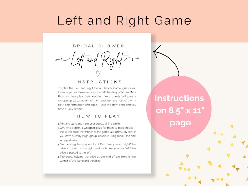 Left Right Game Bridal Shower, Left Right Story, Pass the Gift Game ...