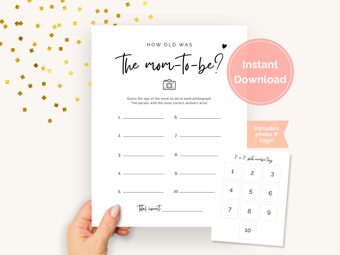 How Old Was the Mom to Be, Guess the Age Baby Shower Game, Guess How ...