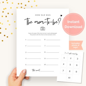 How Old Was the Mom to Be, Guess the Age Baby Shower Game, Guess How ...