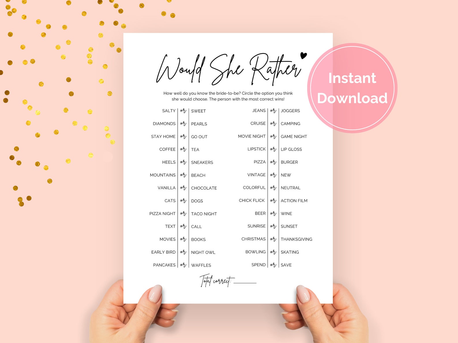 Would She Rather Bridal Game, How Well Do You Know the Bride, Would the ...