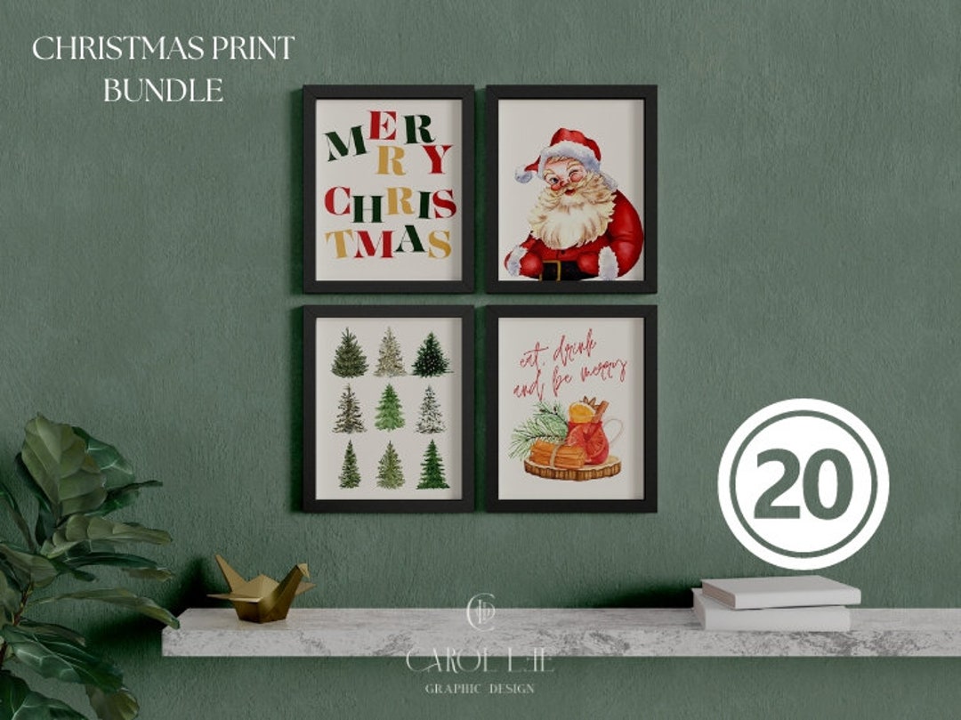 Set of 20 Christmas Gallery Wall Bundle, Christmas Digital Download ...