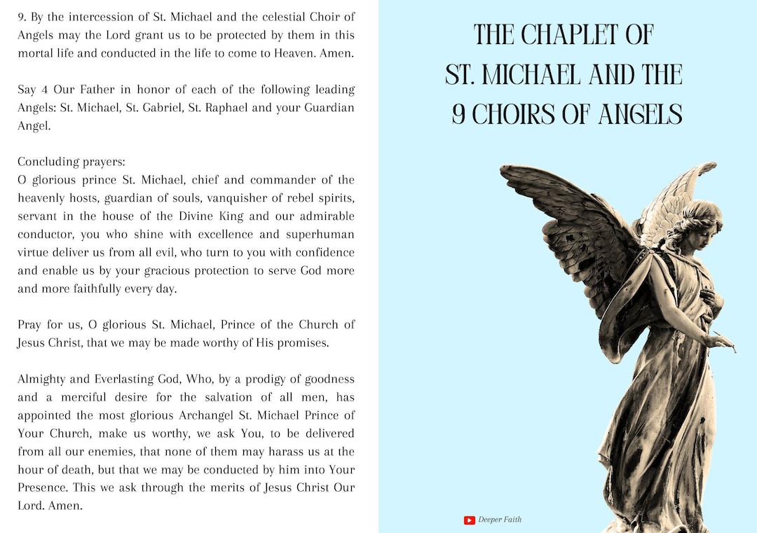 75 Holy Cards - Chaplet of Saint Michael and the 9 Choirs of Angels - Etsy