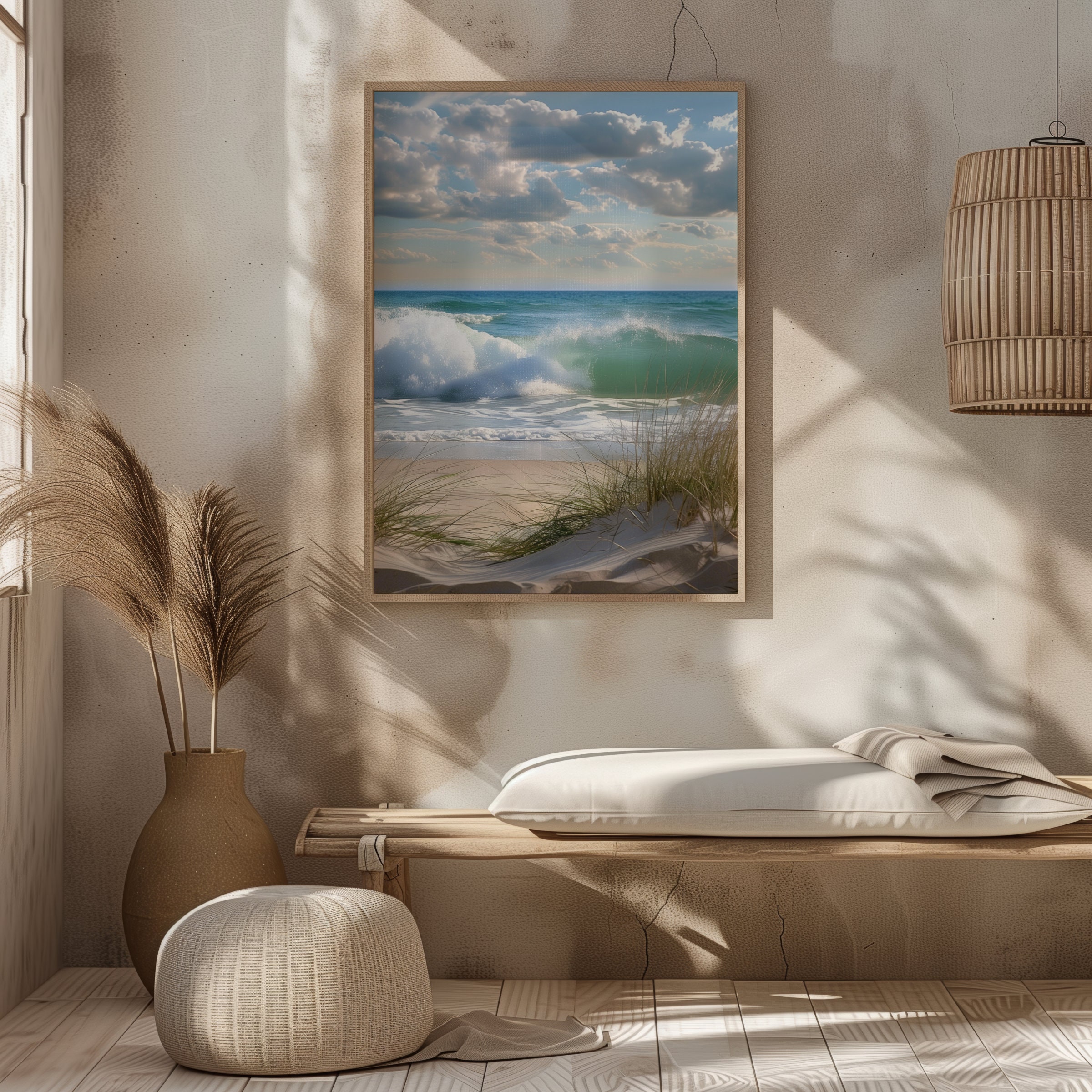 Set of 3 Neutral Beach Print, Palm Tree Photo, Boho Wall Decor, Coastal ...