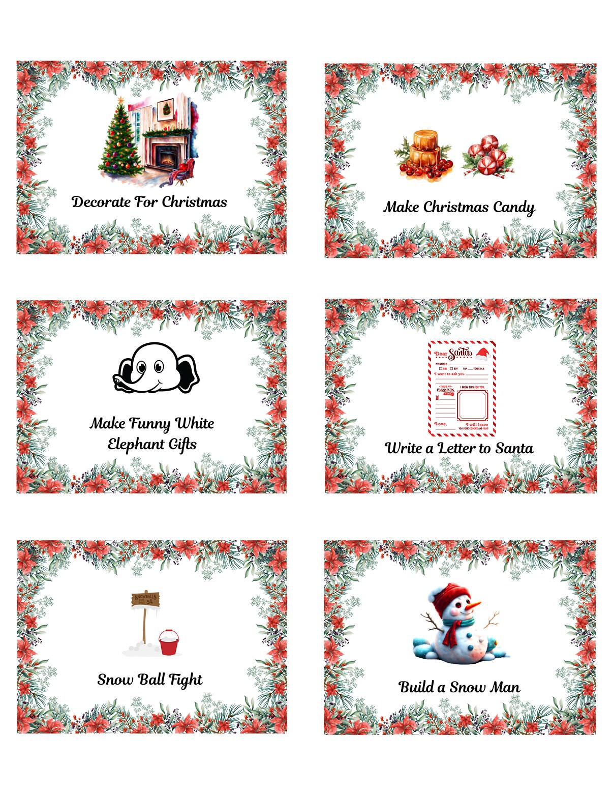 Advent Christmas Activity Cards Family Traditions Kids - Etsy