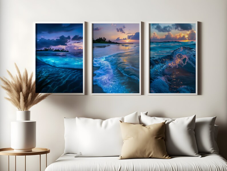 Set of 3 Neutral Beach Print, Vintage Beach Wall Art Boho Decor ...